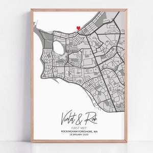 Where We First Met Map, First Date Map, Gift for Boyfriend, Our First ...