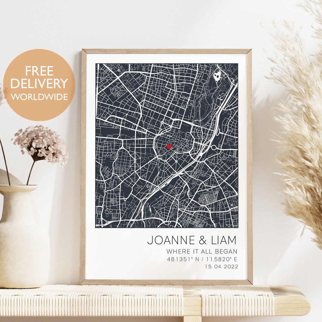 Where We First Met Map, First Date, Personalised Gift, Where It All ...
