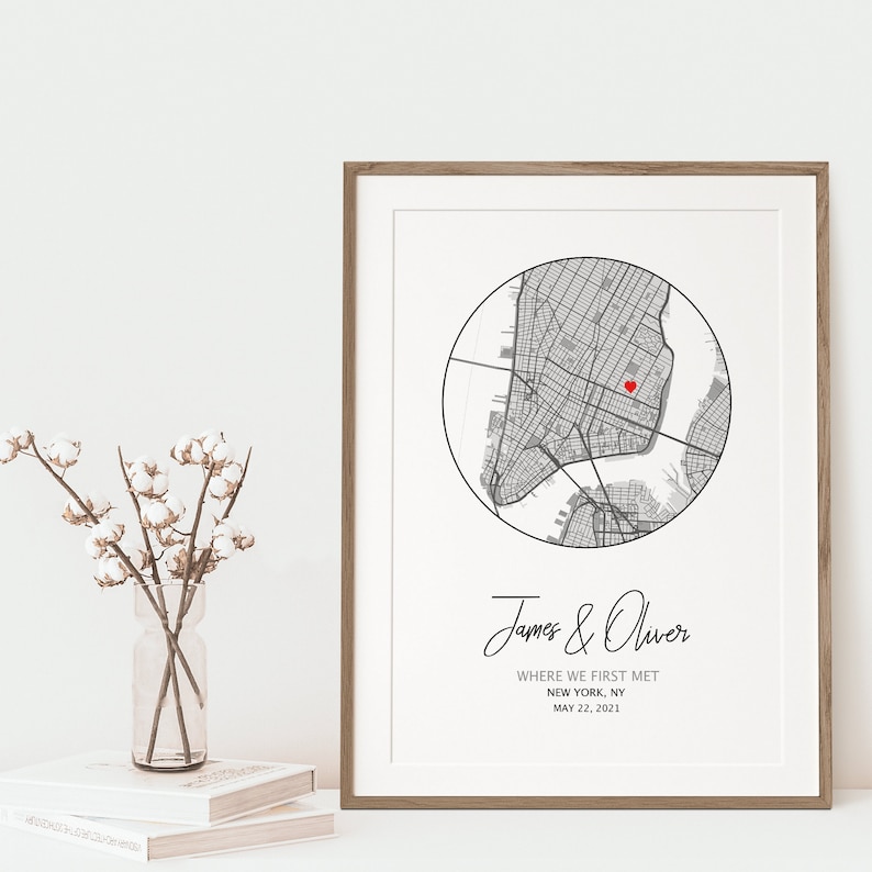 Where We First Met Map First Date Map Gift for Boyfriend | Etsy