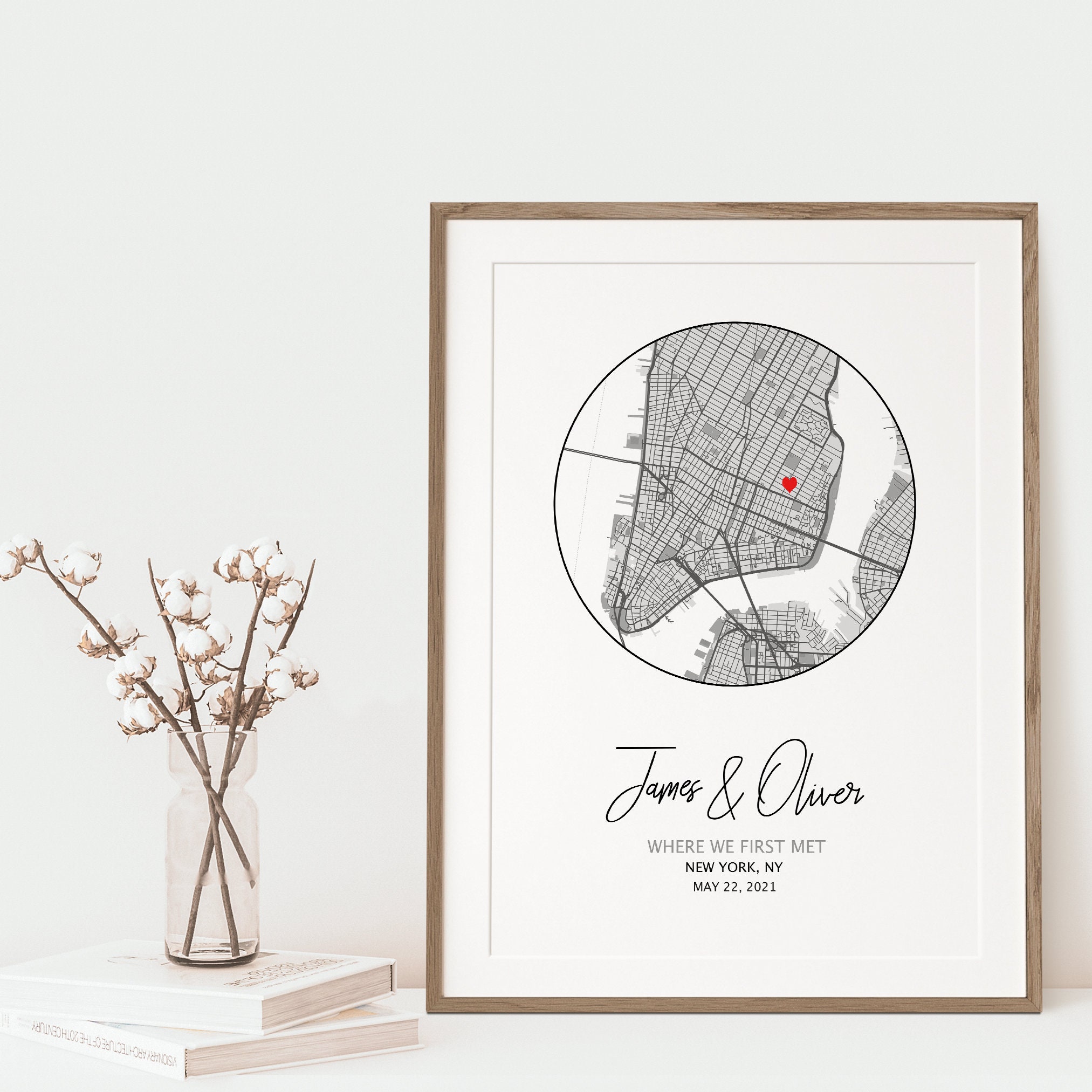 Where We First Met Map First Date Map Gift for Boyfriend | Etsy