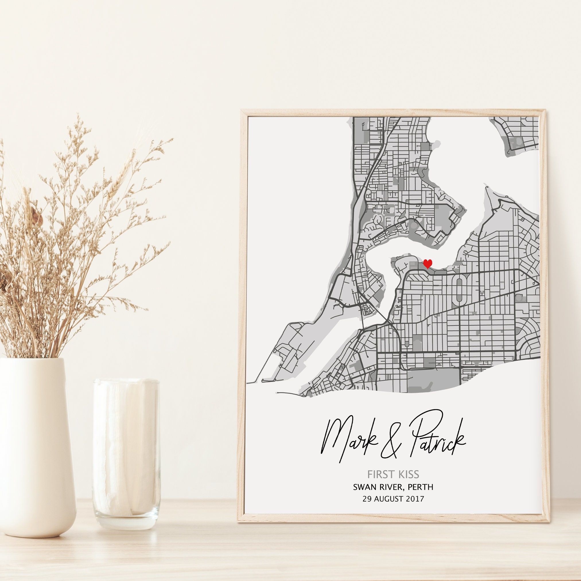 Where We First Met Map First Date Personalised Gift Where - Etsy