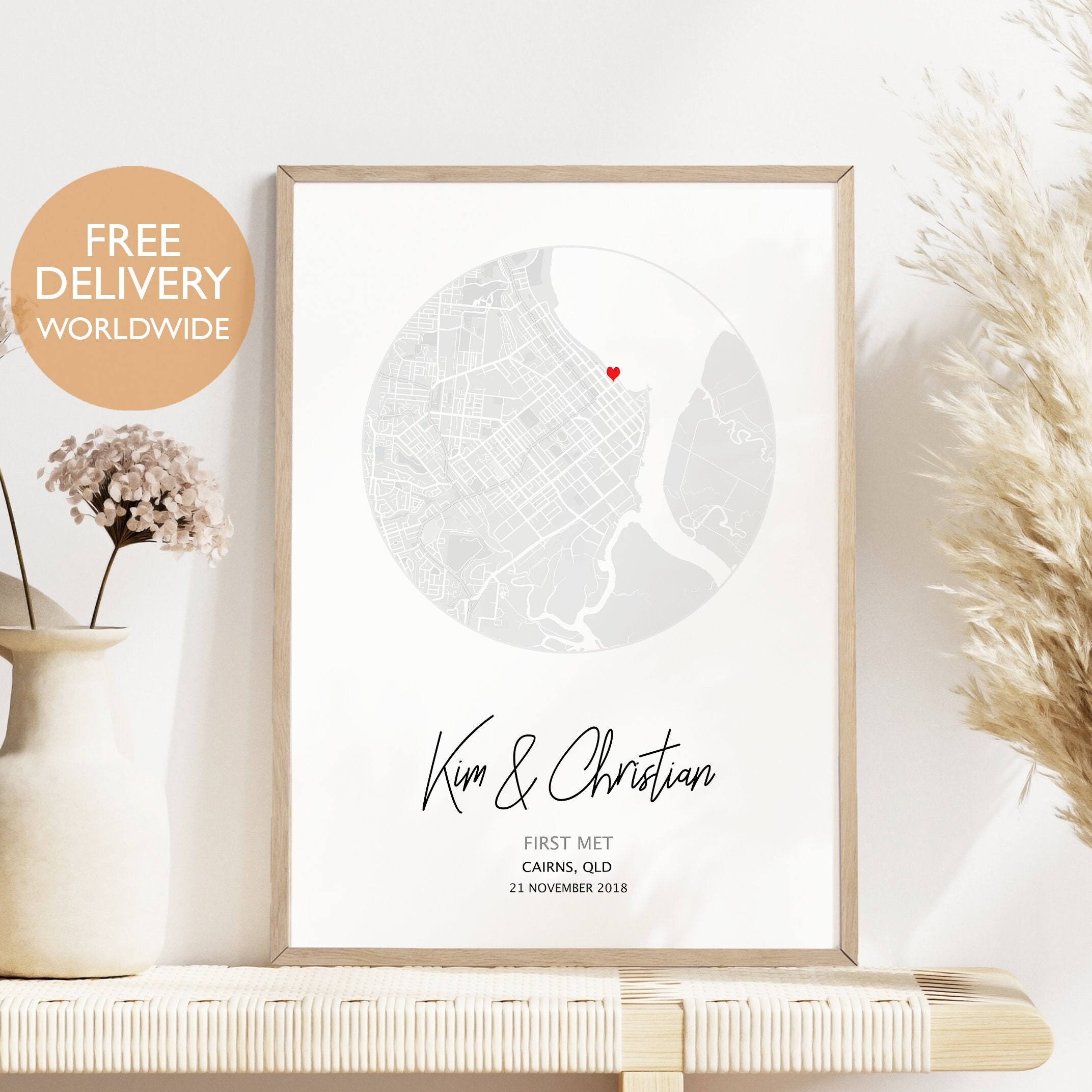Where We First Met Map, First Date Map, Gift for Boyfriend, Our First ...