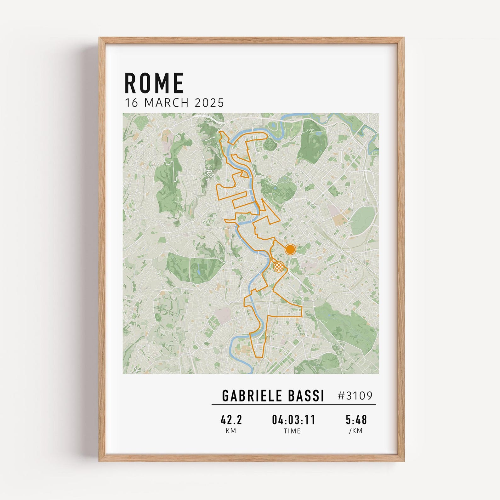 Rome Marathon Map Poster, Run Rome Marathon 2026 Route, Custom Marathon ...