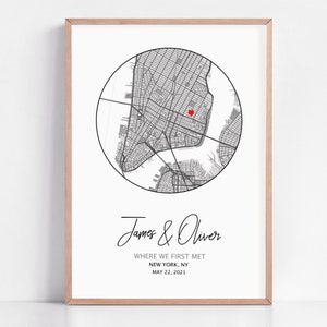 Where We First Met Map, First Date Map, Gift for Boyfriend, Our First ...