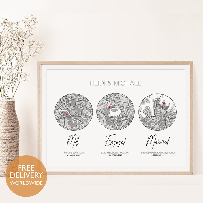 Our Story Print Met Engaged Married Paper Anniversary | Etsy