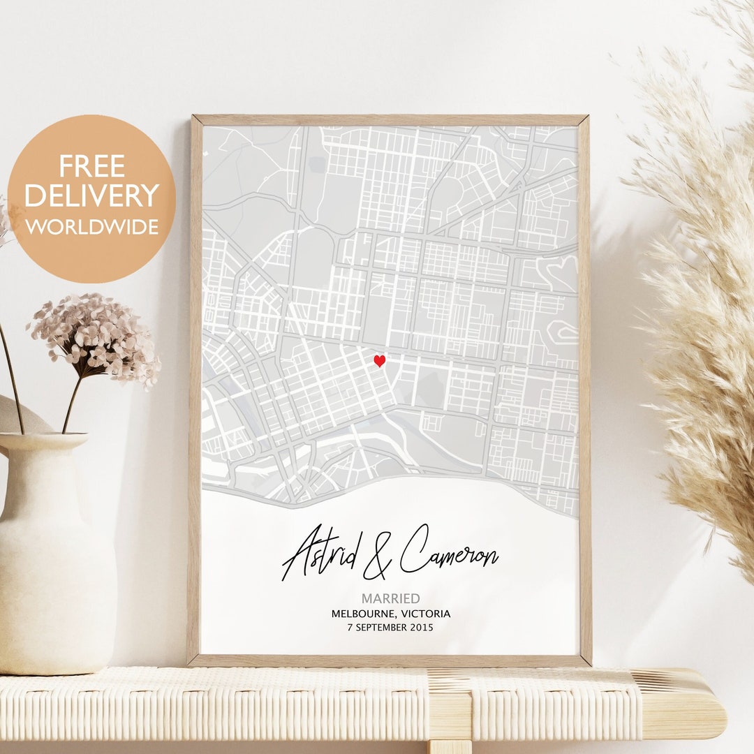 Personalised Engagement Map, Engagement Print, Personalized Gift ...