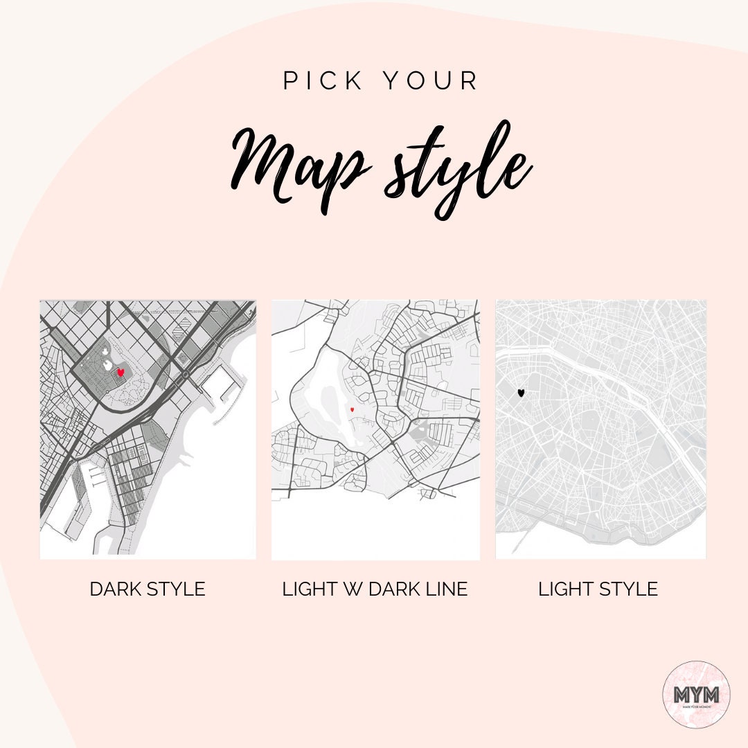 Where it All Began Map Where We First Met Our First Date | Etsy