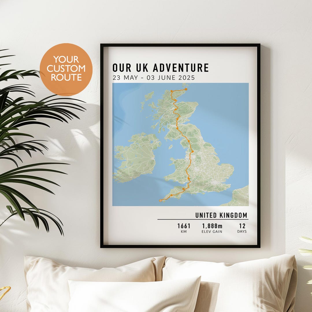 Multi-day Cycling Custom Map Print, Any Bike Ride, Strava, Gift for ...
