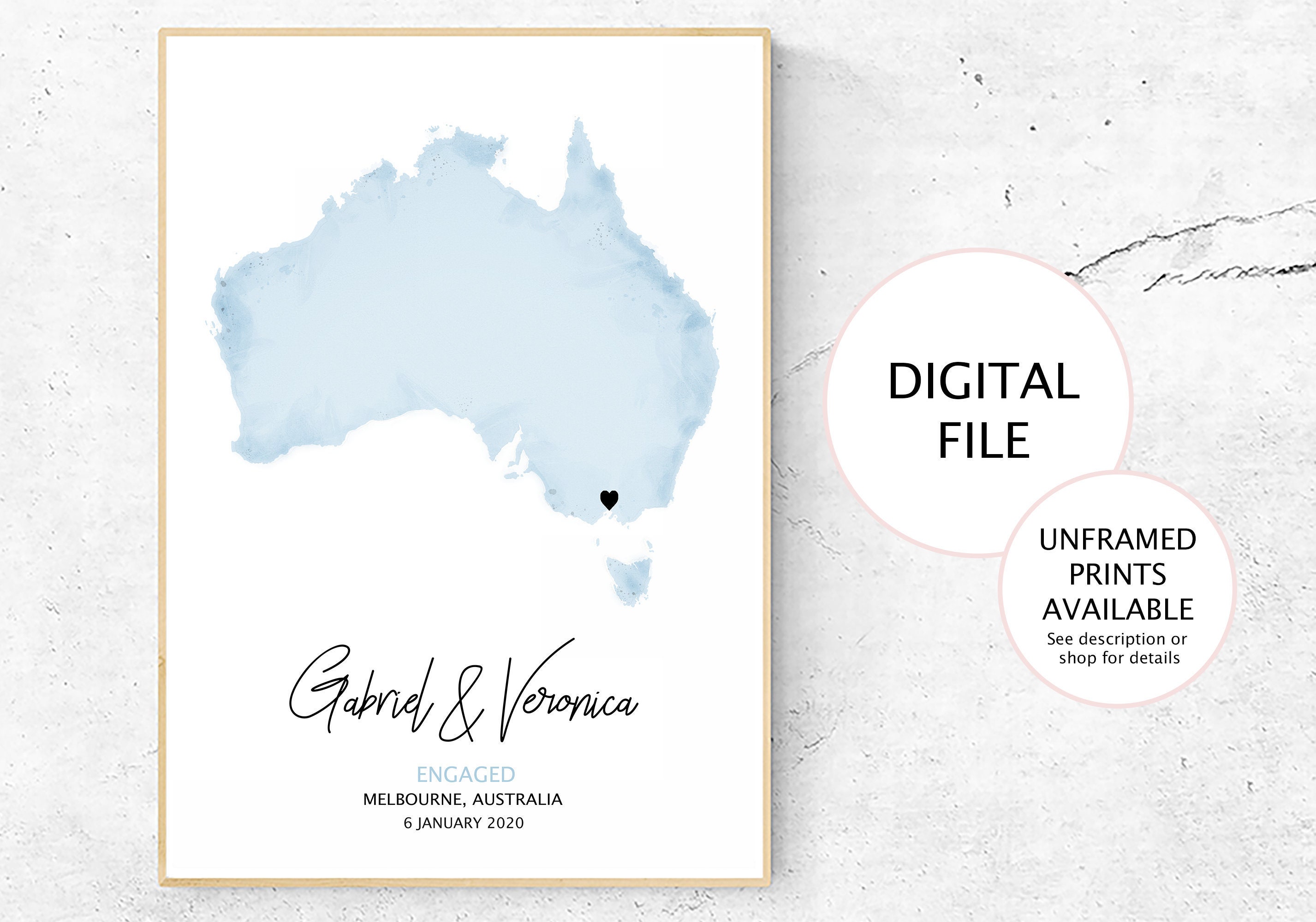 Personalised Engagement Map Engagement Gift Wedding Gift | Etsy