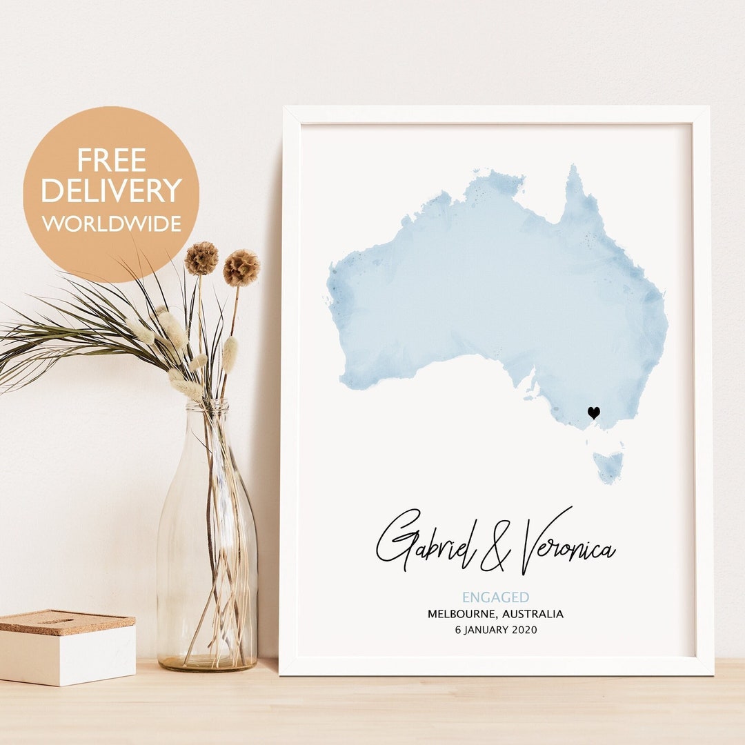 Personalised Engagement Map, Engagement Gift, Wedding Gift ...