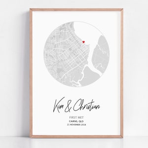 Where We First Met Map, Our First Kiss, First Date Map, Personalised ...