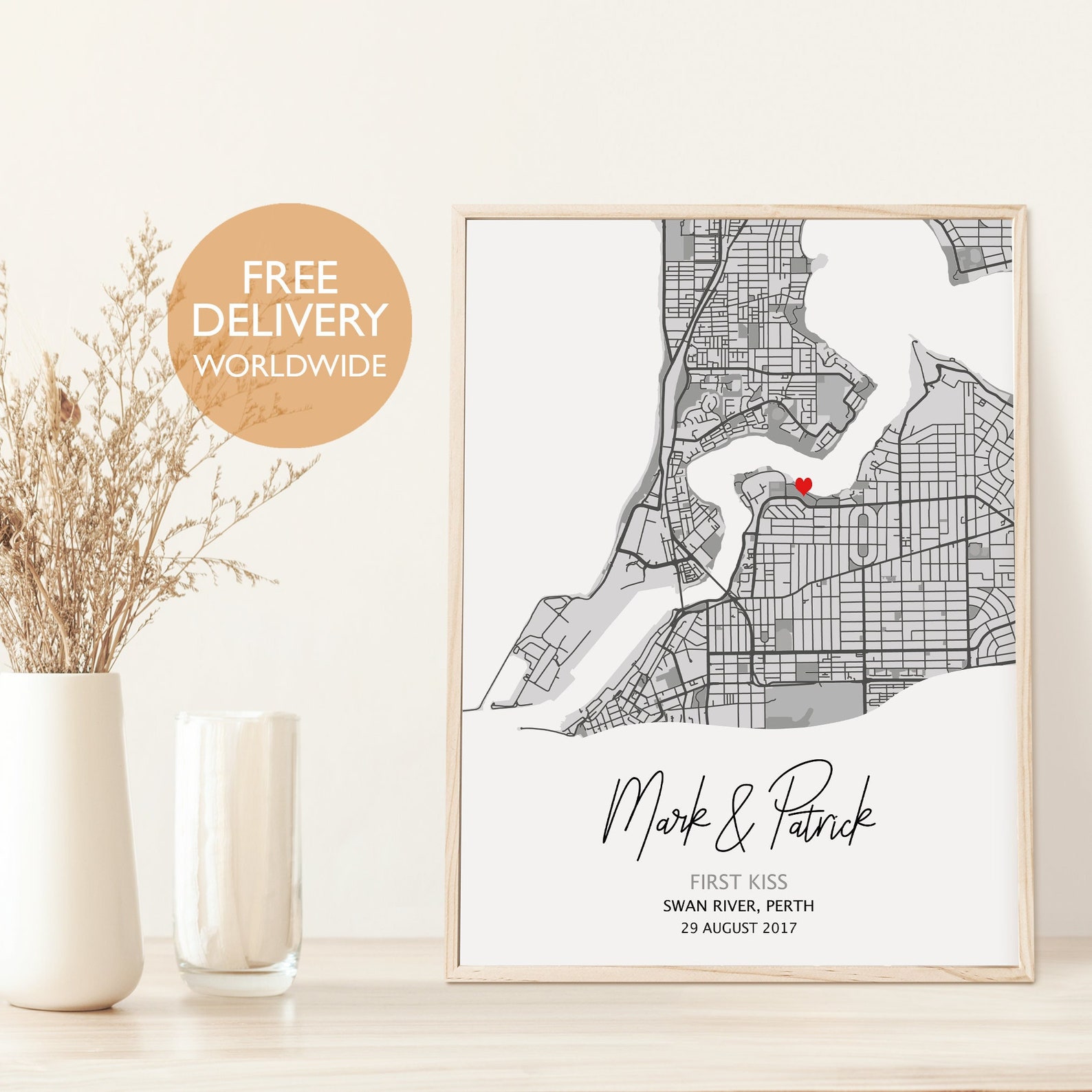 First Kiss Map First Date Our Adventure Begins Couple Gift | Etsy