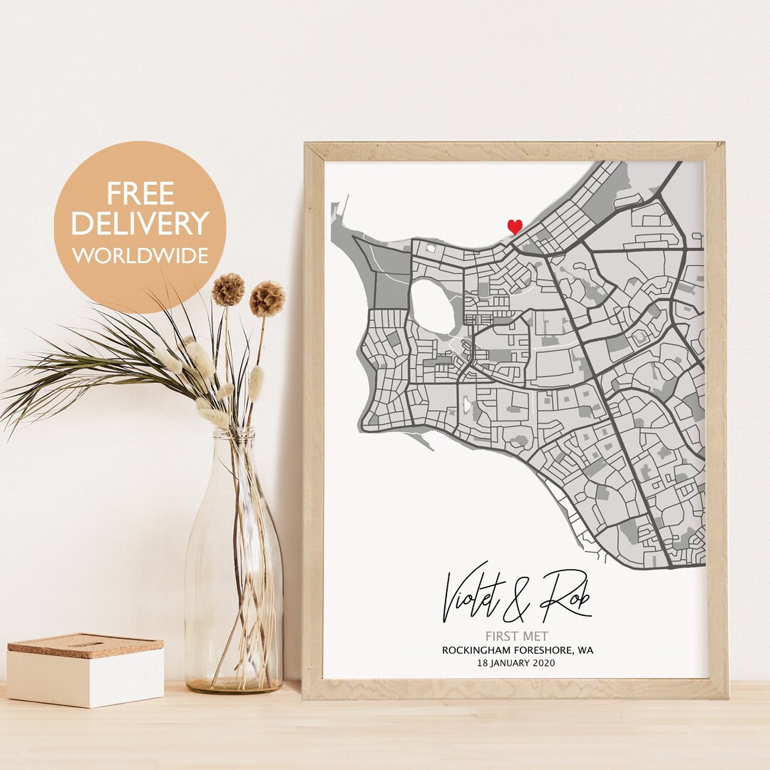 Where We First Met Map, First Date Map, Personalised Gift, Gift for ...