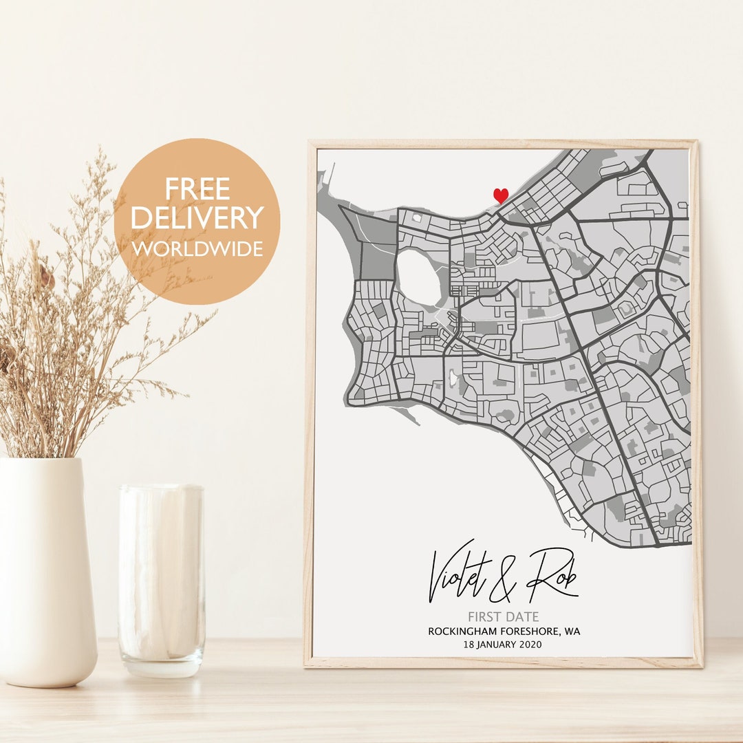 Where We First Met Map First Date Map Personalised Gift - Etsy