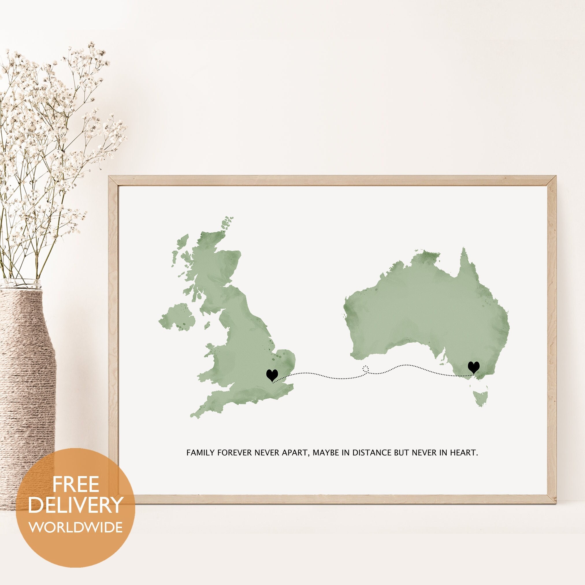 Long Distance Family Gift Long Distance London to Australia - Etsy ...