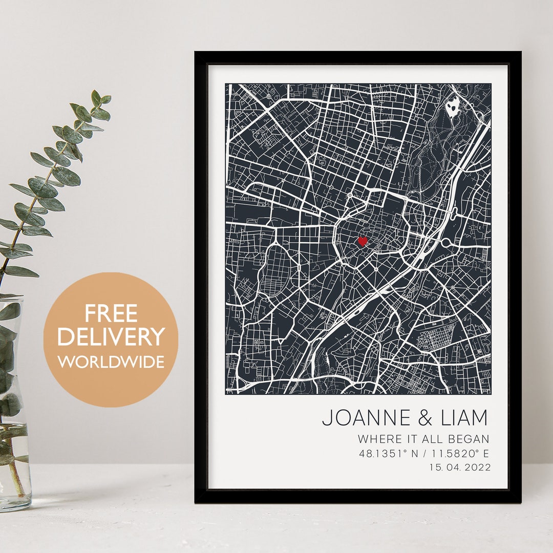 Where We First Met Map, First Date, Personalised Gift, Where It All ...
