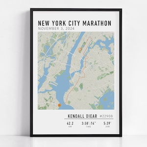 New York Marathon Map Poster, NYC Marathon 2024 Route, Custom Marathon ...