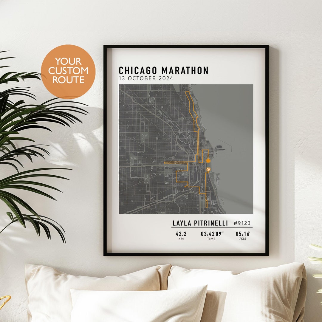Chicago Marathon Map Poster, Chicago Marathon 2024 Route, Custom ...