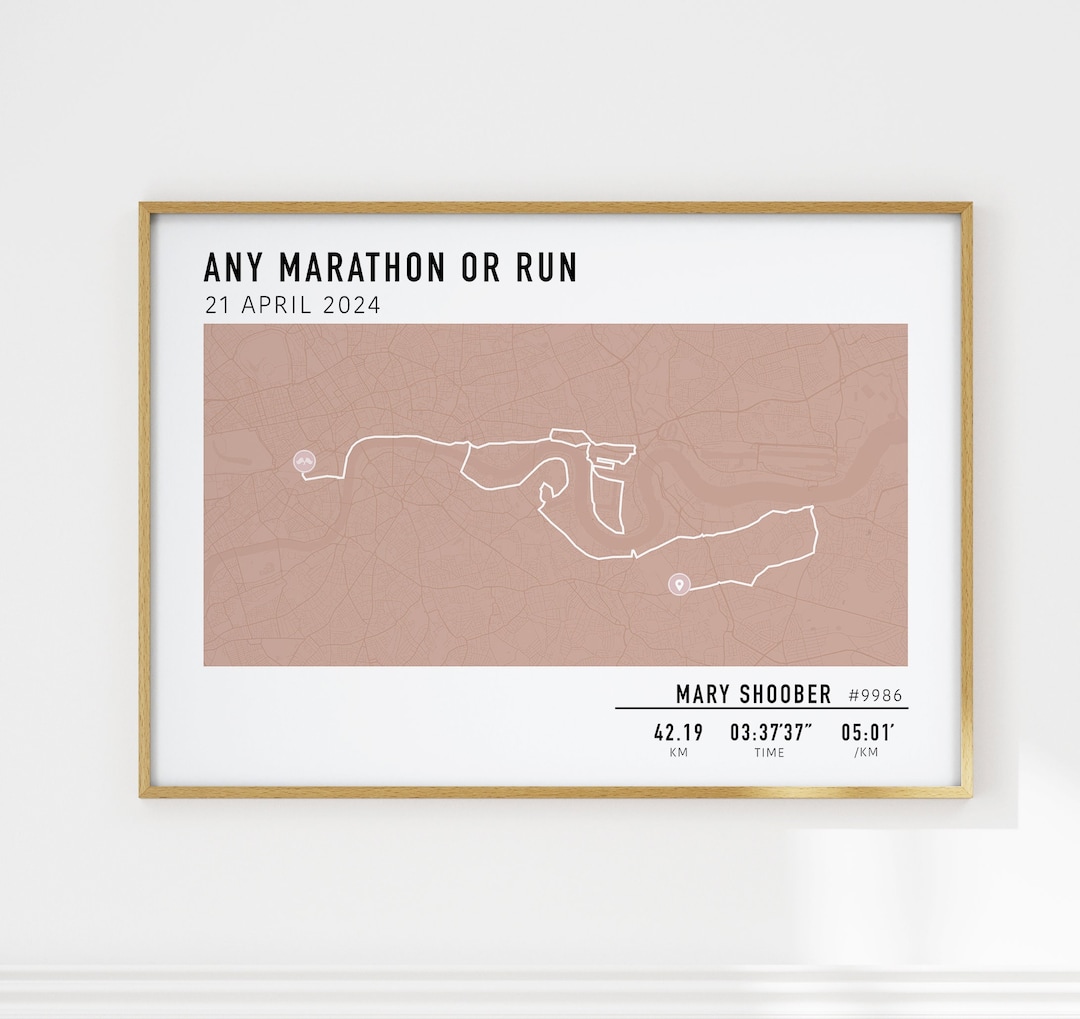 Any Marathon or Run Map Poster, Custom Hike Route Map, Strava or GPX ...