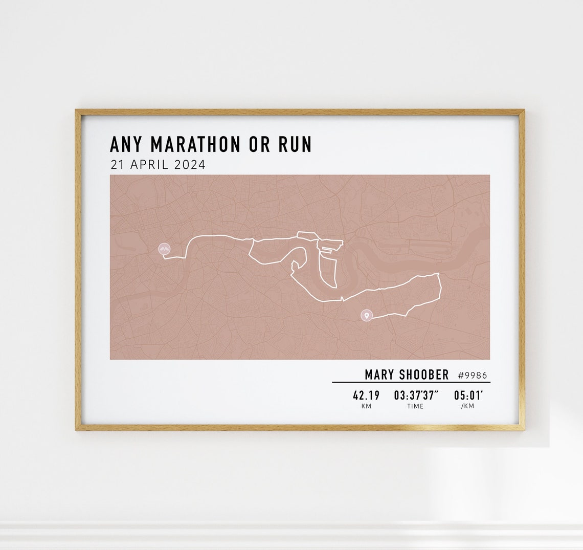 Any Marathon or Run Map Poster, Custom Hike Route Map, Strava or GPX ...