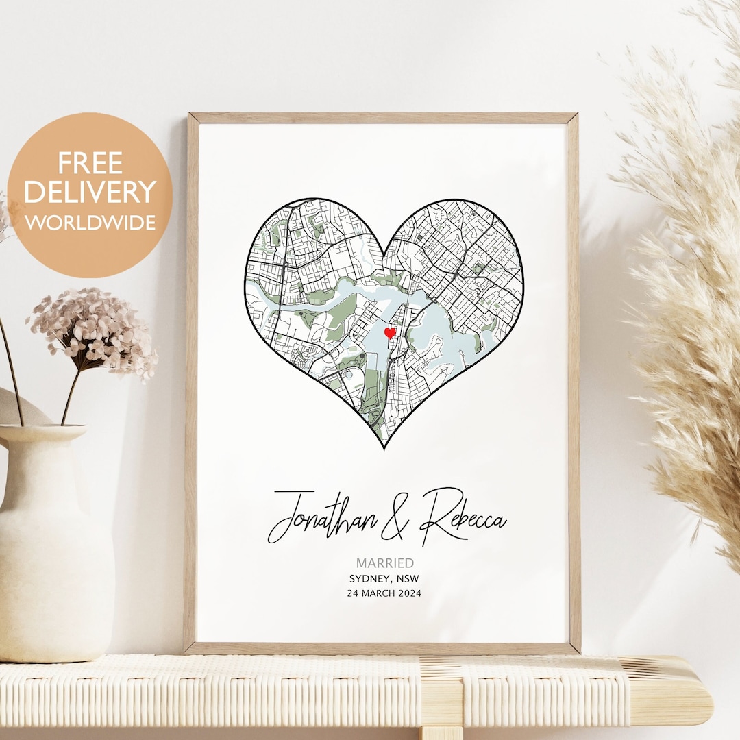 Wedding Morning Gift, Personalized Marriage Gift, Wedding Map Print ...