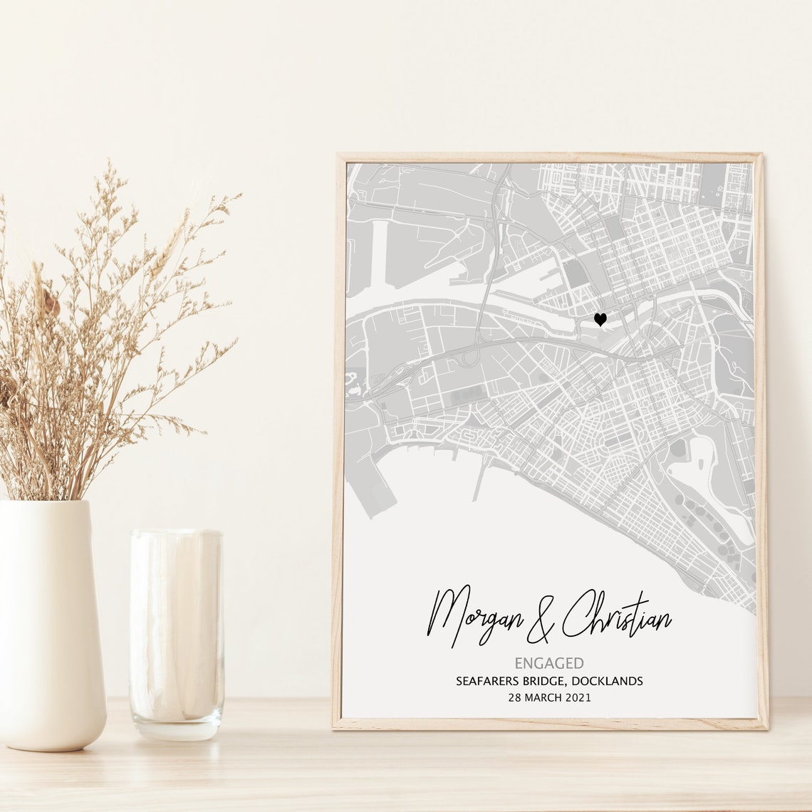 Engagement Map Print Digital Engagement Gift Personalized - Etsy