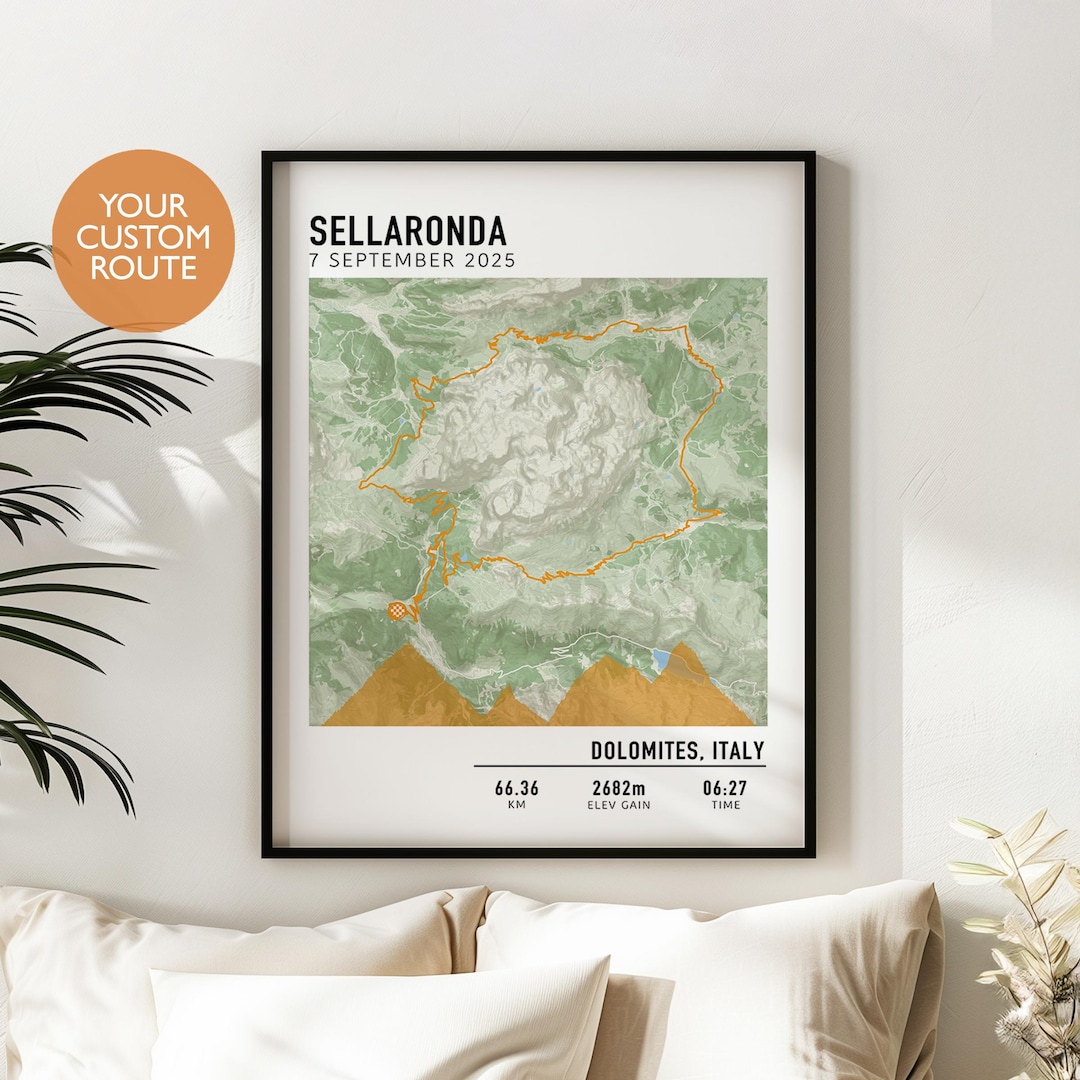 Custom Cycling Route Map With Elevation Profile, Any Bike Ride, Strava ...