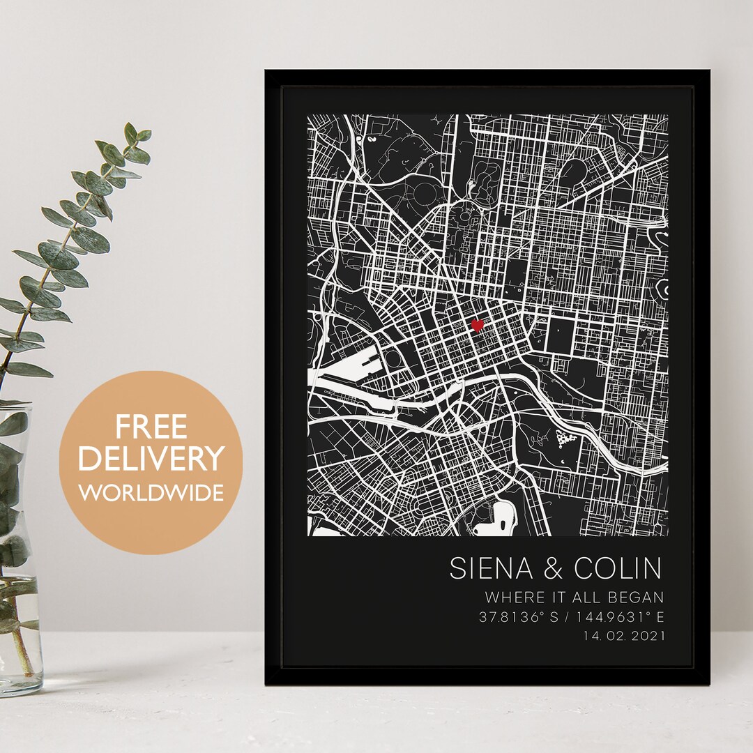Where We Met Map, First Met Maps, Personalised Gift, Gift for Him, Gift ...