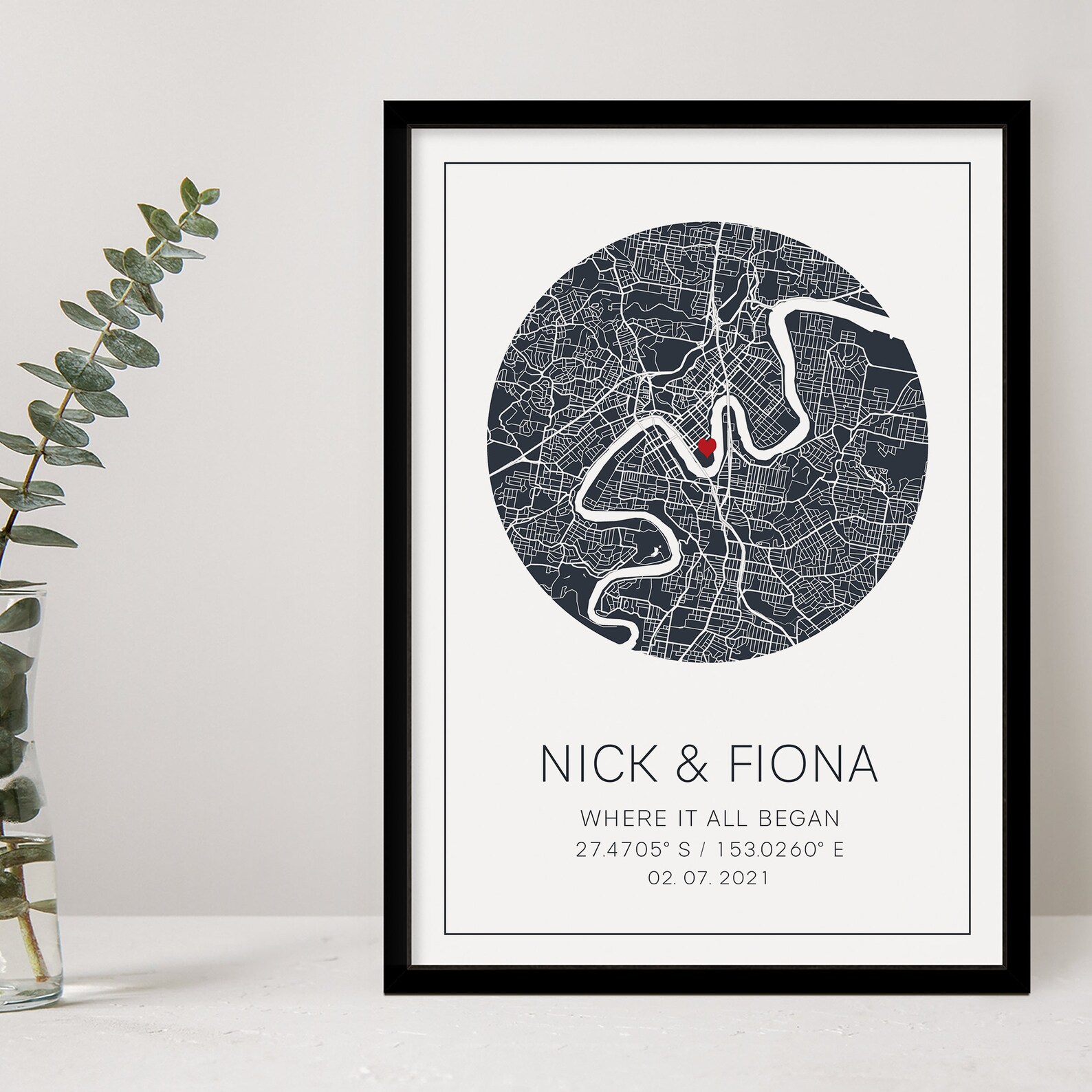 Where We First Met Map First Date Personalised Gift Where - Etsy