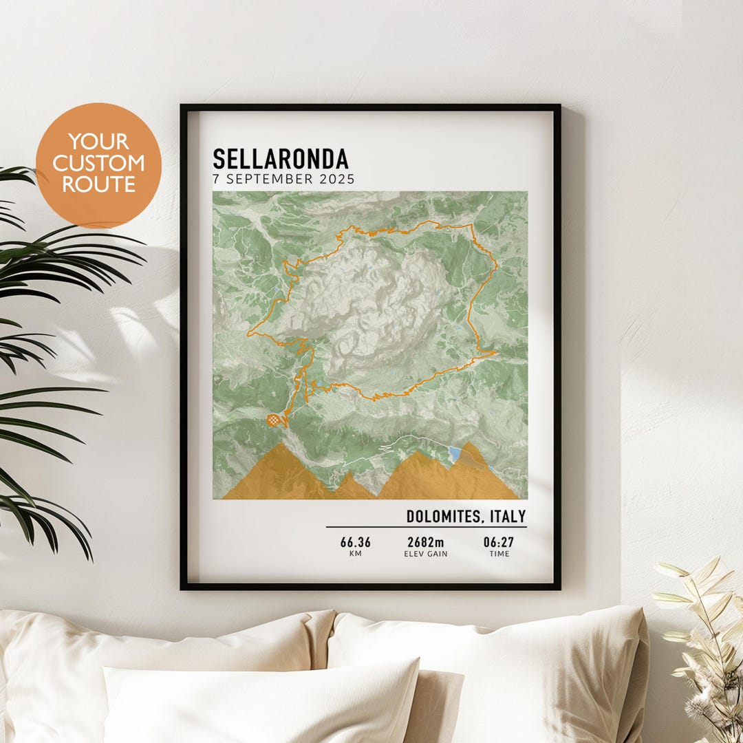 Custom Cycling Route Map With Elevation Profile, Any Bike Ride, Strava ...