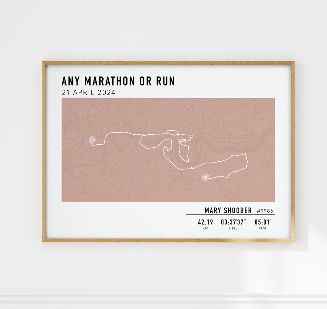 Any Marathon or Run Map Poster, Custom Hike Route Map, Strava or GPX ...