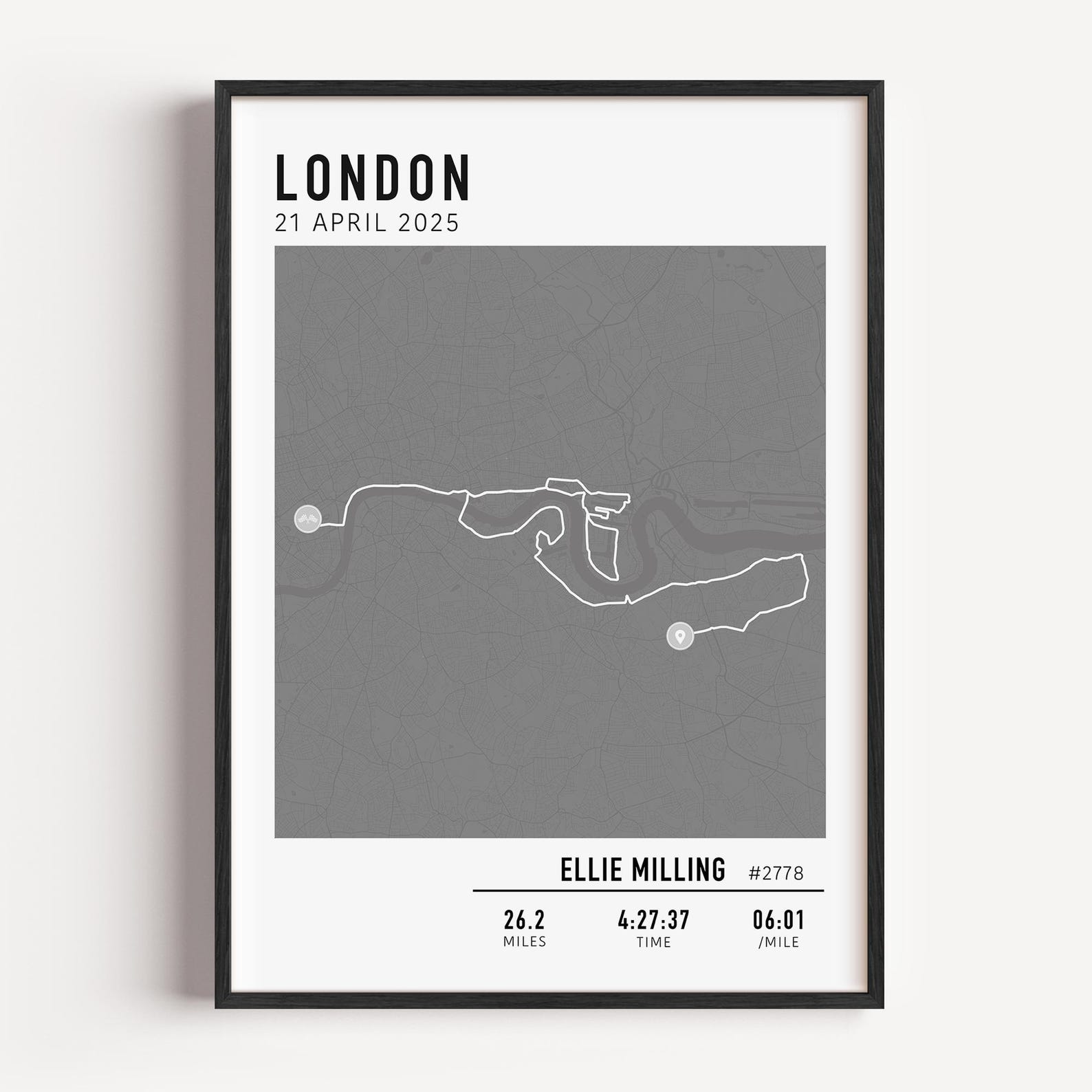 Any Marathon Map Poster, Custom Run Route Map, Strava or GPX Map My Run ...