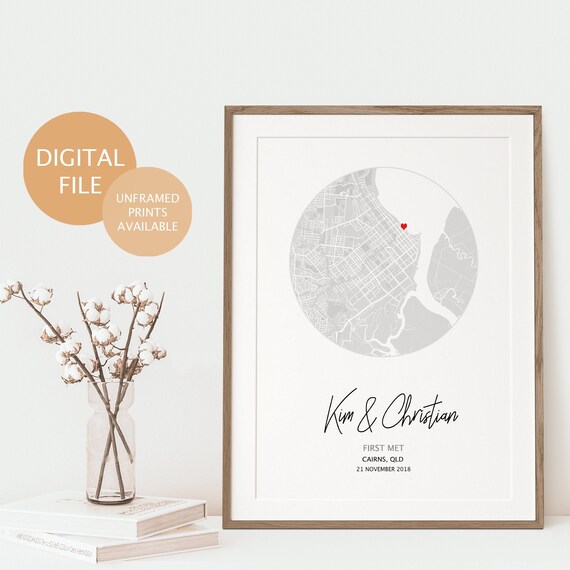 Where We First Met Map First Date Map Gift for Boyfriend | Etsy