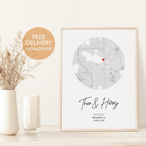 Married Map Print Personalised Marriage Map Wedding Gift - Etsy