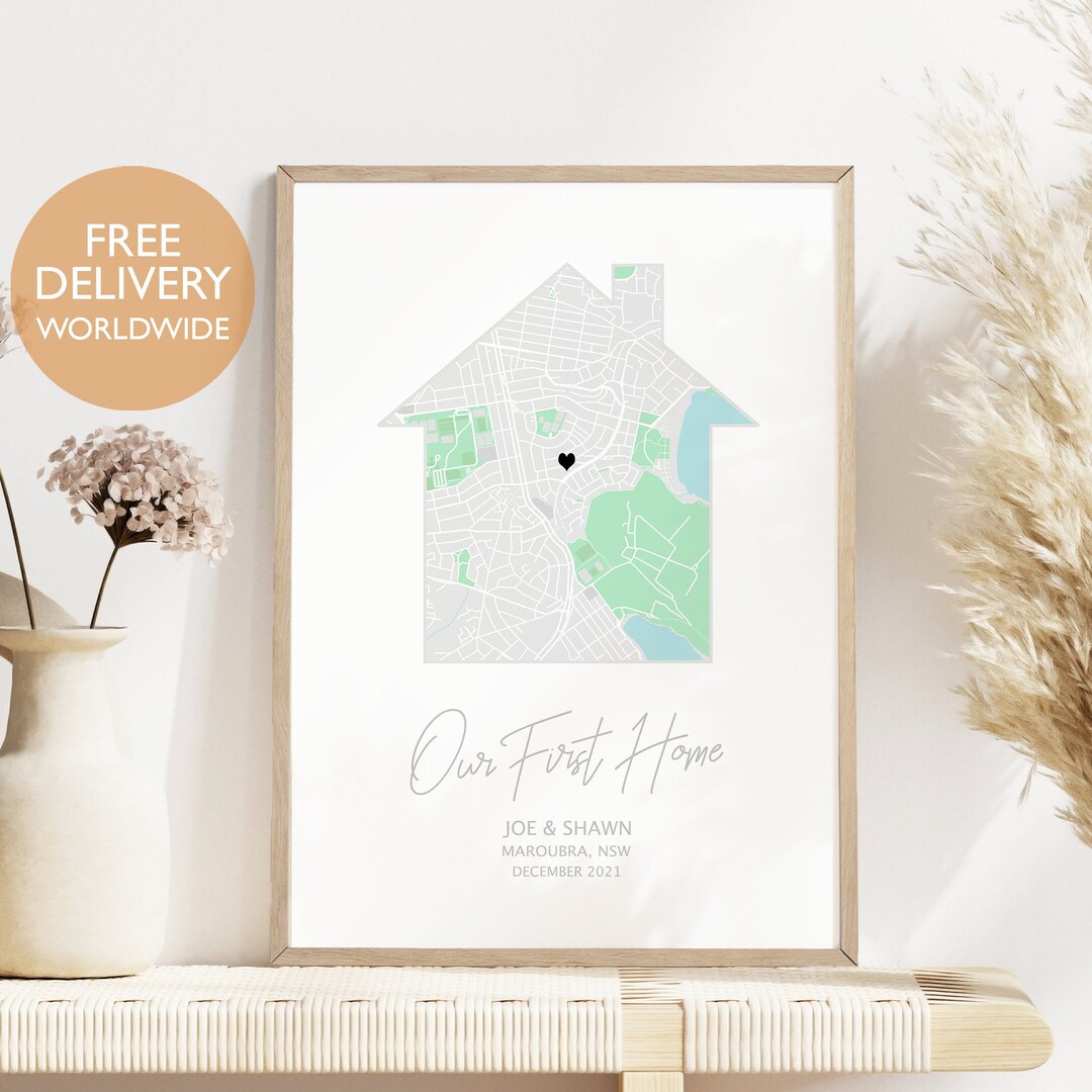 New Home Map Frame, New Home Gift Idea, Custom New Home Map ...