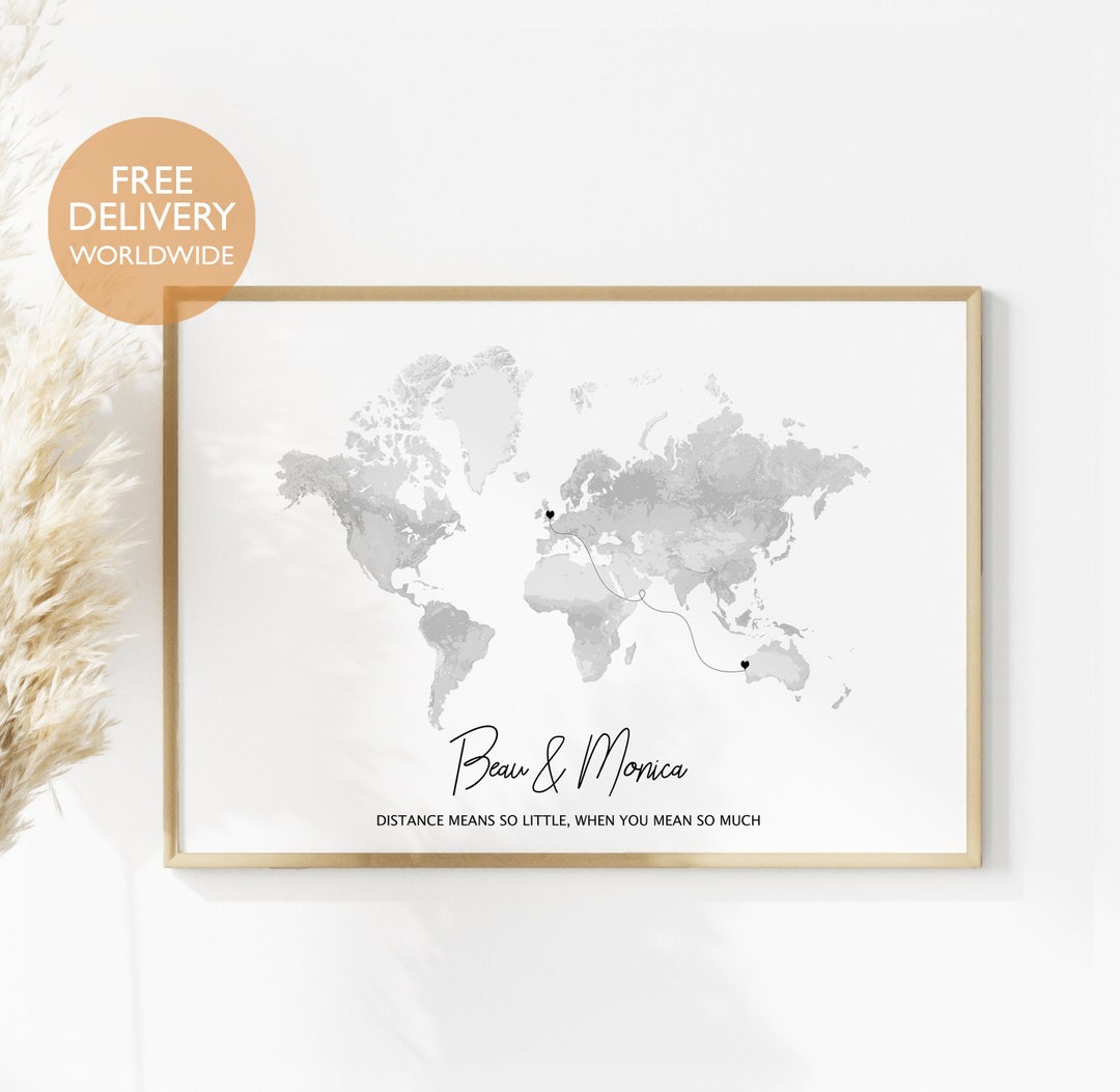 Long Distance Relationship Gift, Long Distance Personalized Print, Long ...