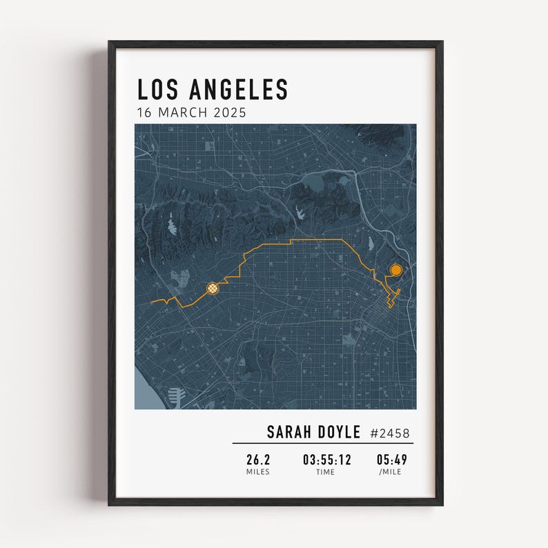 Los Angeles Marathon Map Poster, LA Marathon 2025 Route, Custom ...