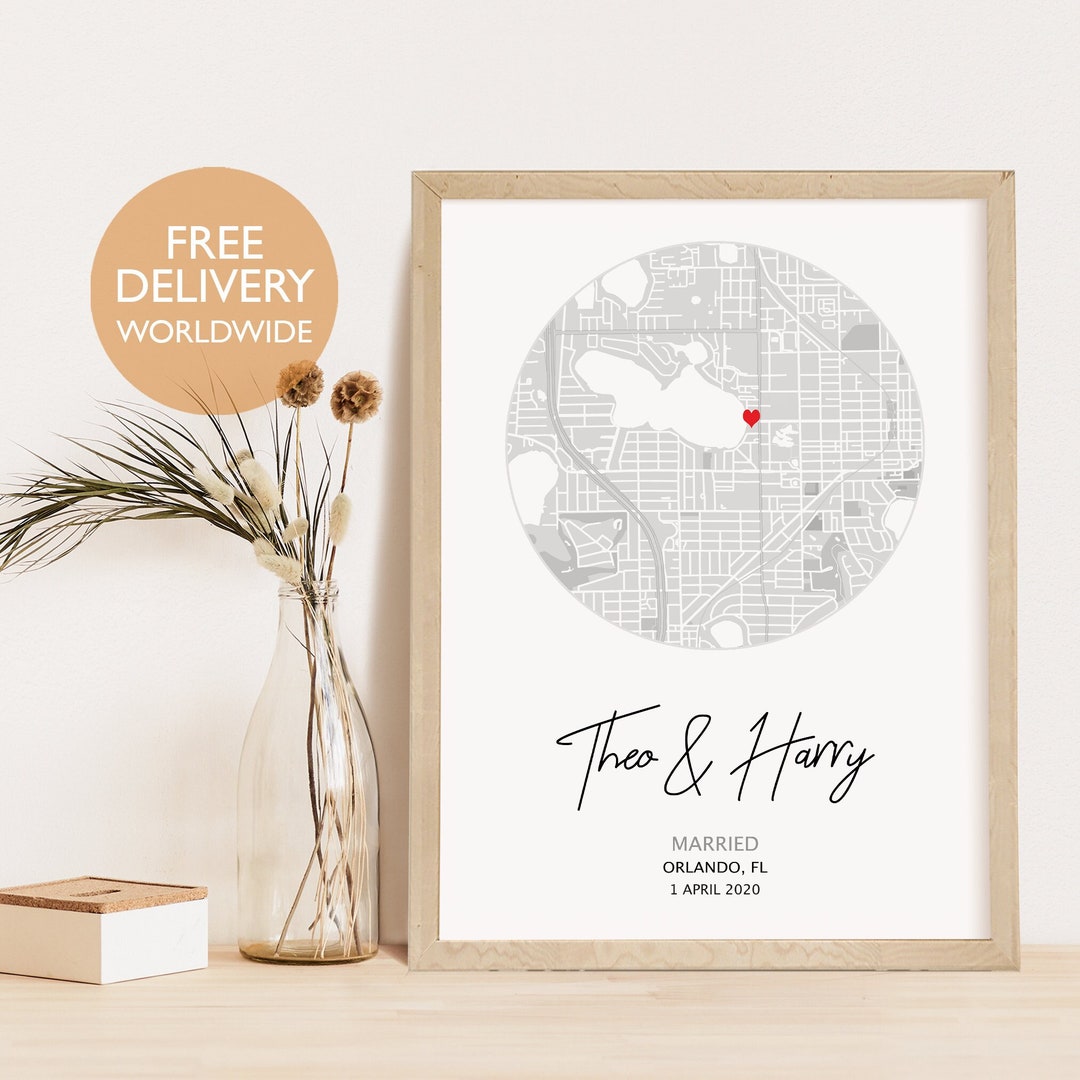 Married Map Print, Personalised Marriage Map, Wedding Gift, Wedding Map ...