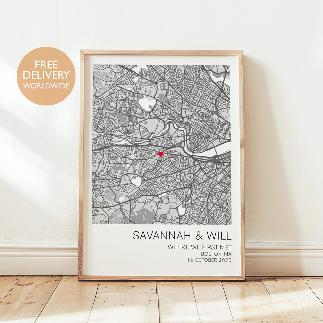 Where We First Met Map, First Date Map, Personalised Gift, Gift for ...