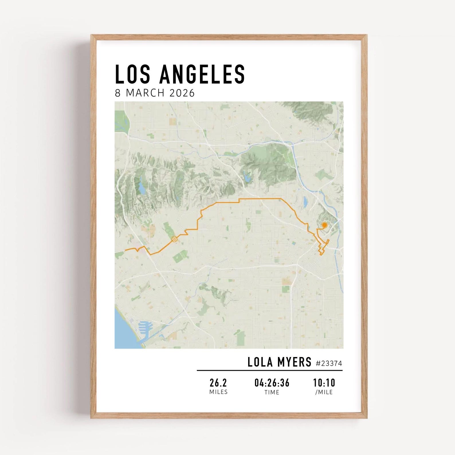 Los Angeles Marathon Map Poster, LA Marathon 2026 Route, Custom ...