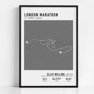 Custom London Marathon Print 2024, London Marathon Gift Map, Any ...