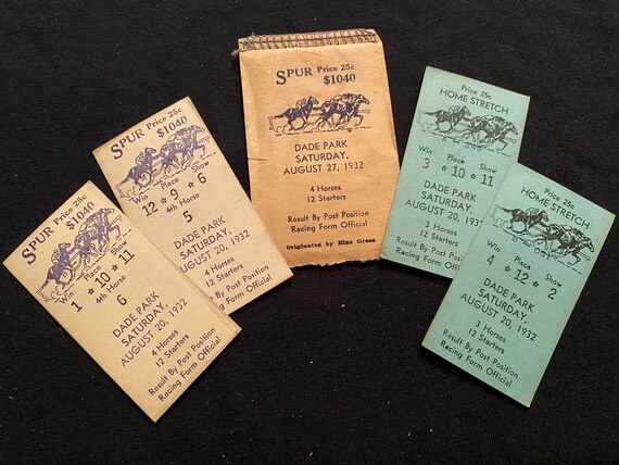 Lot of 4 Used Horse Racing Bet Tickets and Original Holding - Etsy