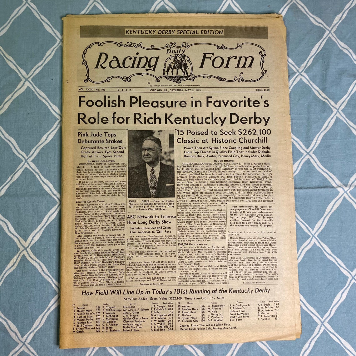 1975 Saturday May 3rd DAILY RACING FORM Kentucky Derby Special | Etsy