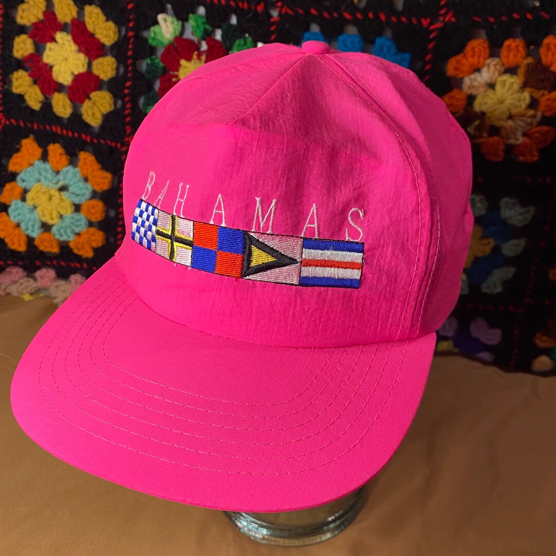 Vintage 1980-1990s BAHAMAS Neon Pink Travel Script Embroidered Logo ...