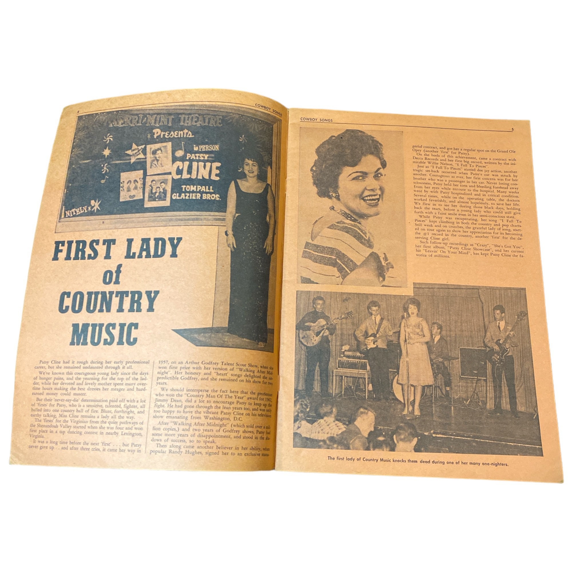 COWBOY SONGS Magazine Spring 1963 Issue Patsy Cline Article With EERY ...