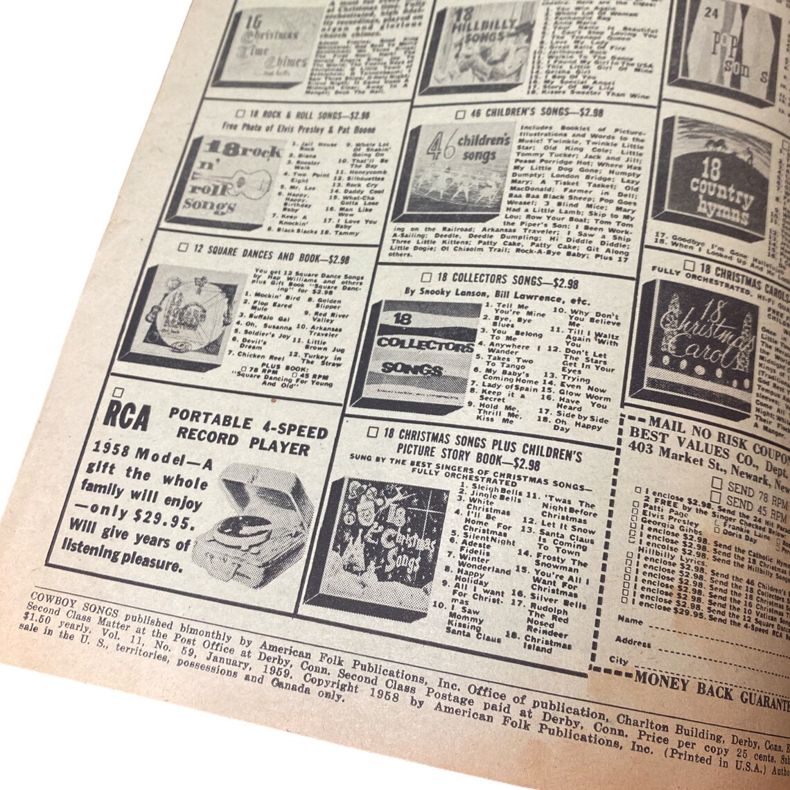COWBOY SONGS Magazine January 1959 Issue Country Music News - Etsy