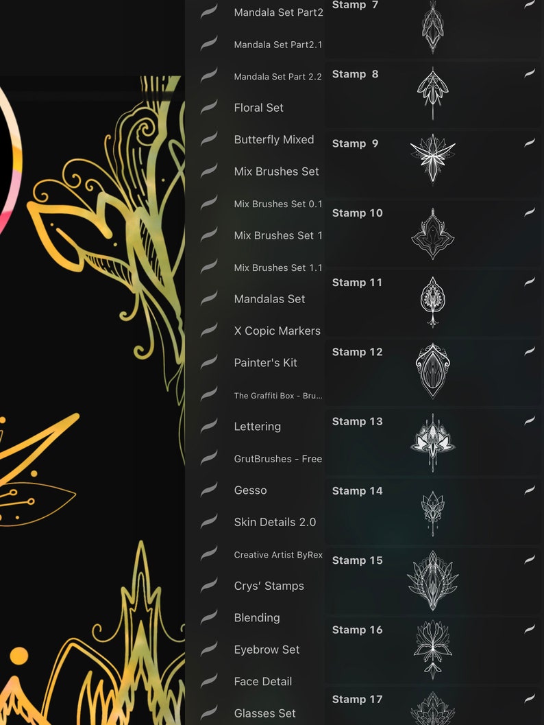 Custom Ornate Stamp for Procreate / Stamp Lotus Ornament | Etsy