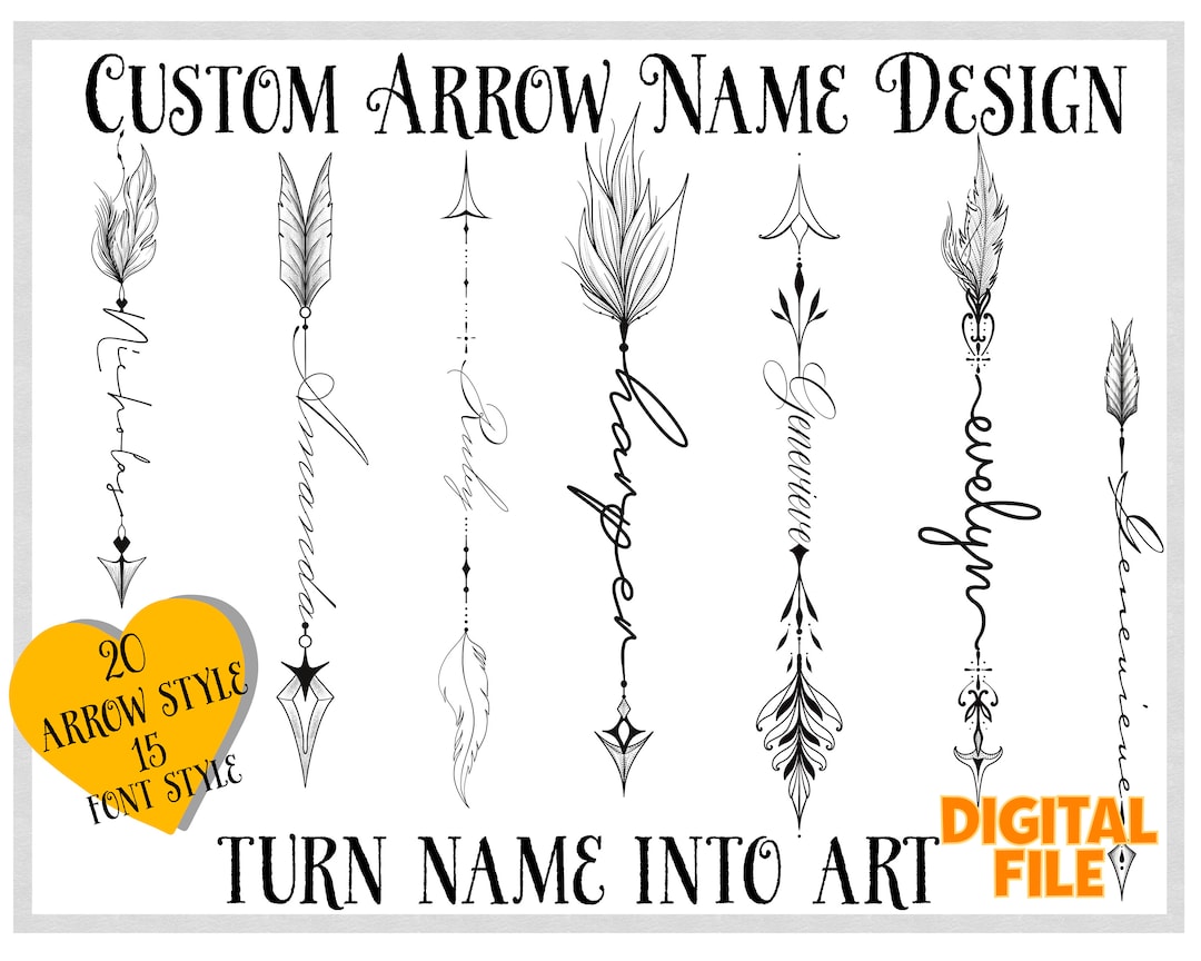 Custom Tattoo Arrow Name Design / Personalized Tattoo Digital Design/ Gift for Her/ Gift Art ...