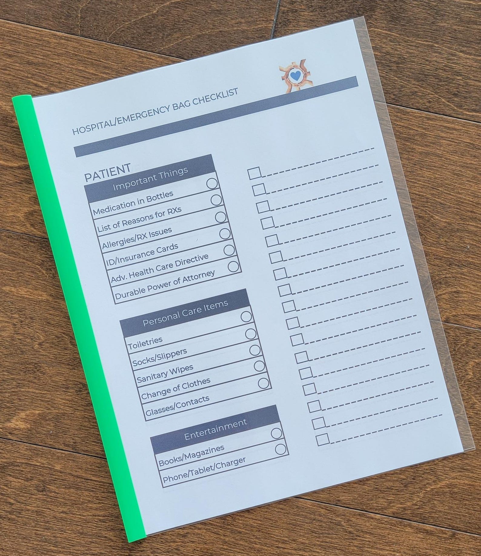 Hospital.emergency Bag Checklist - Etsy