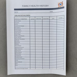 Family Health History - Etsy